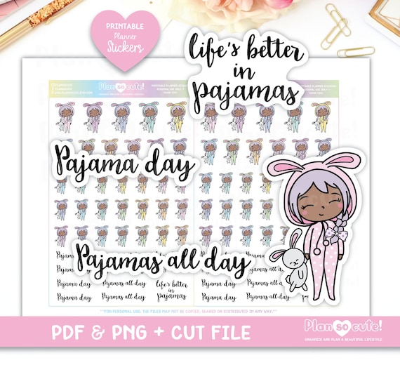 Pajama Day Printable Planner Stickers Pajamas All Day | Etsy