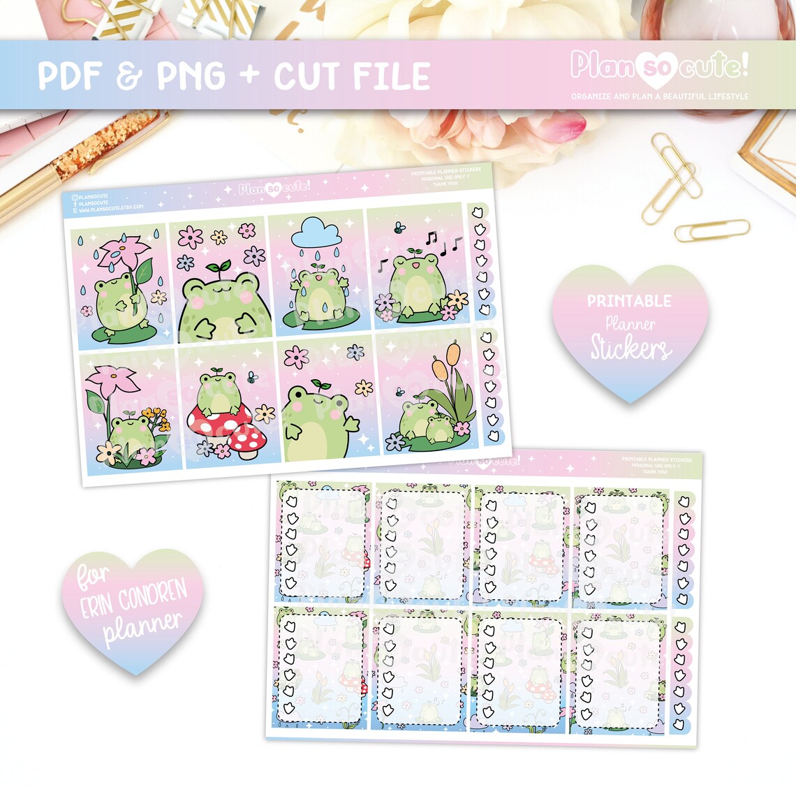 Sapi Kit Printable Planner Stickers Frog Printable Stickers Etsy