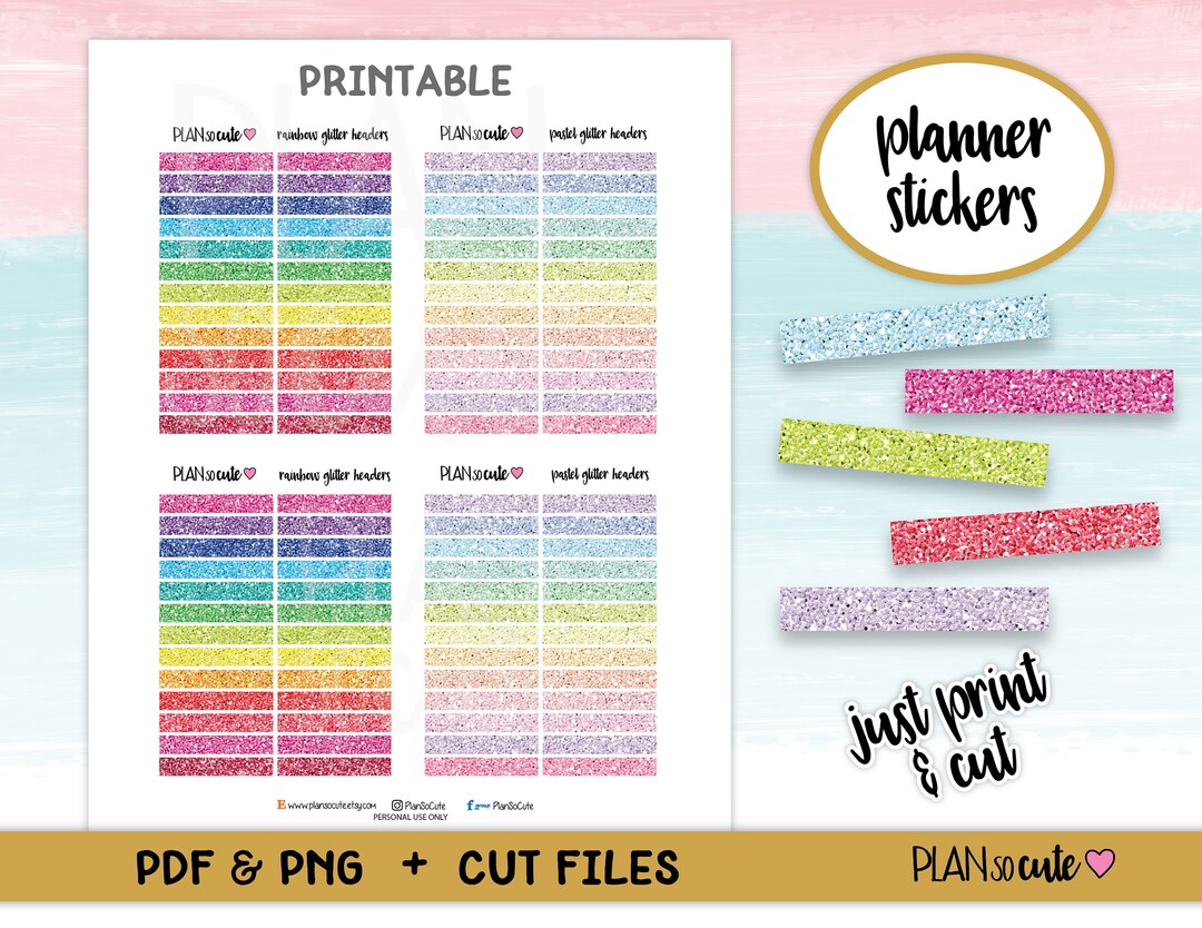 Glitter Headers. Printable Planner Stickers. - Etsy