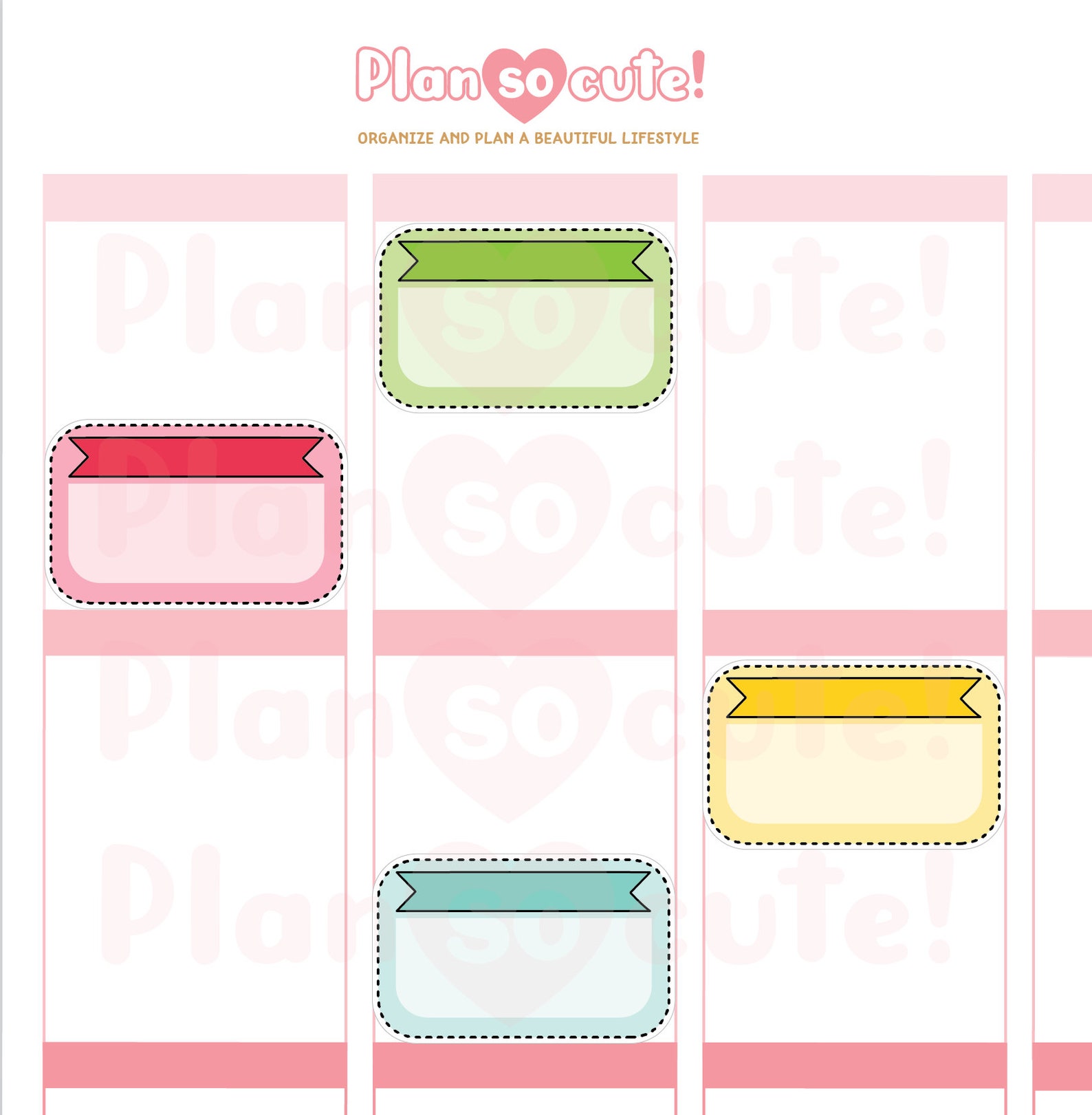 Stitched Half Box With Ribbon Printable Planner Stickers | Etsy