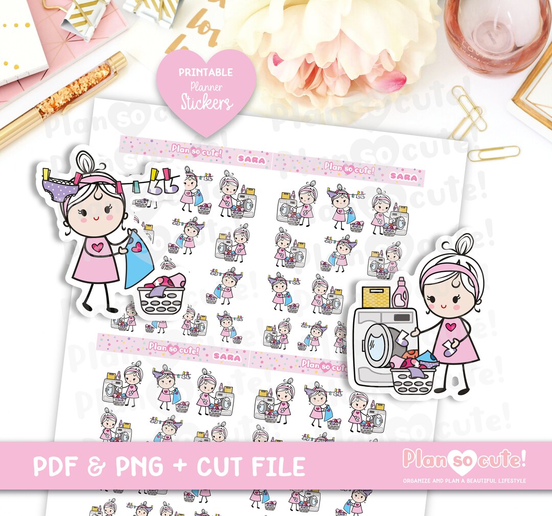 Sara Laundry Time Stickers, Printable Stickers, Printable Planner ...
