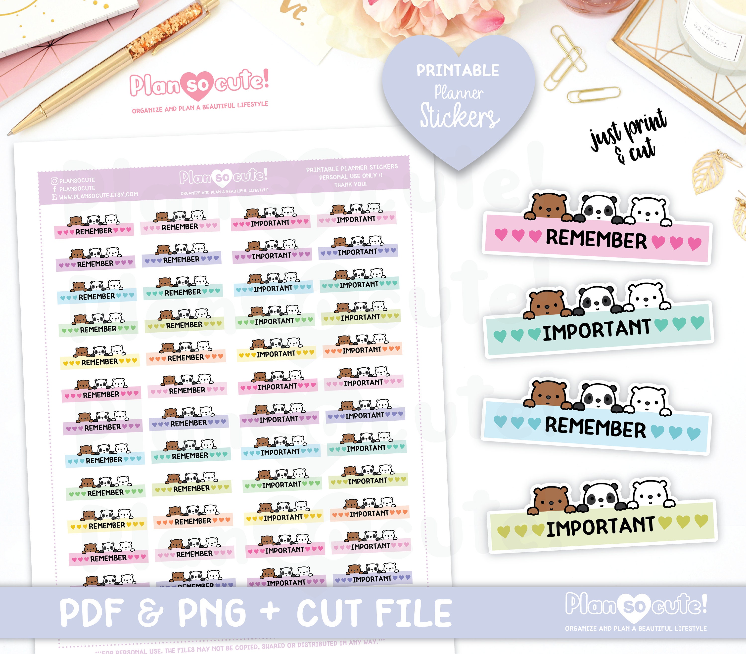 Remember Important Headers Peeking Bears Printable Planner - Etsy