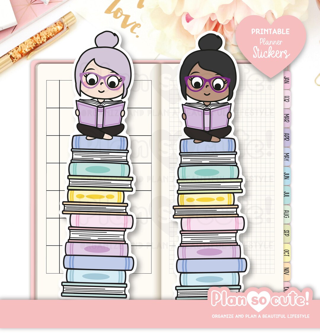 Emily Reading Die Cuts, Bookmark, Printable Planner Stickers - Etsy