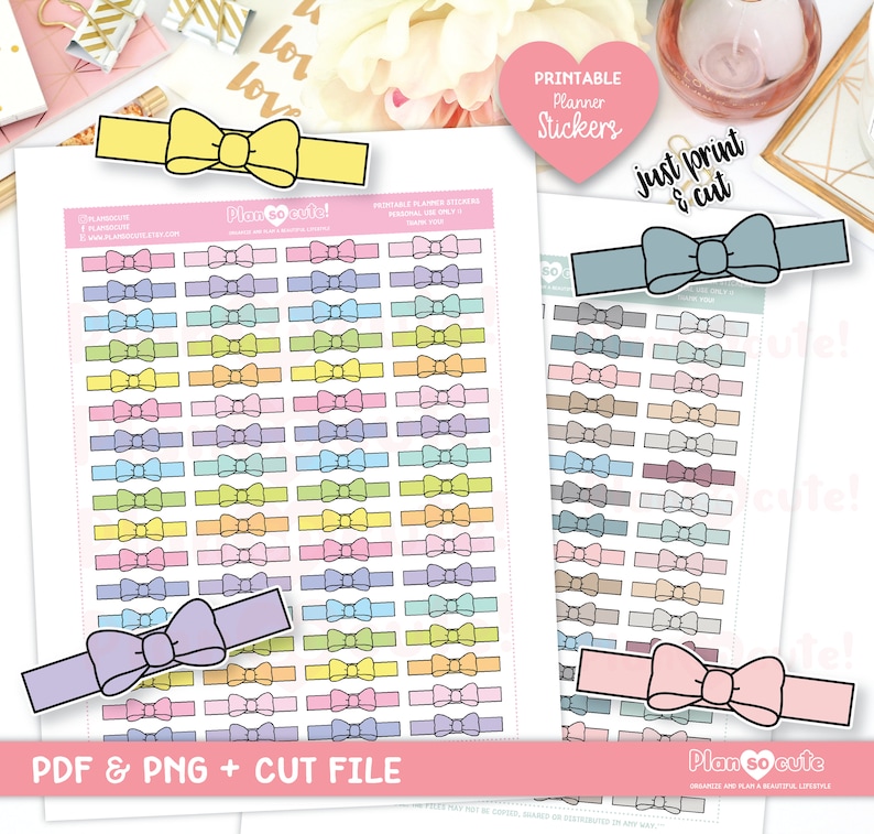 Doodle Bow Headers Bow Dividers Printable Planner Stickers - Etsy