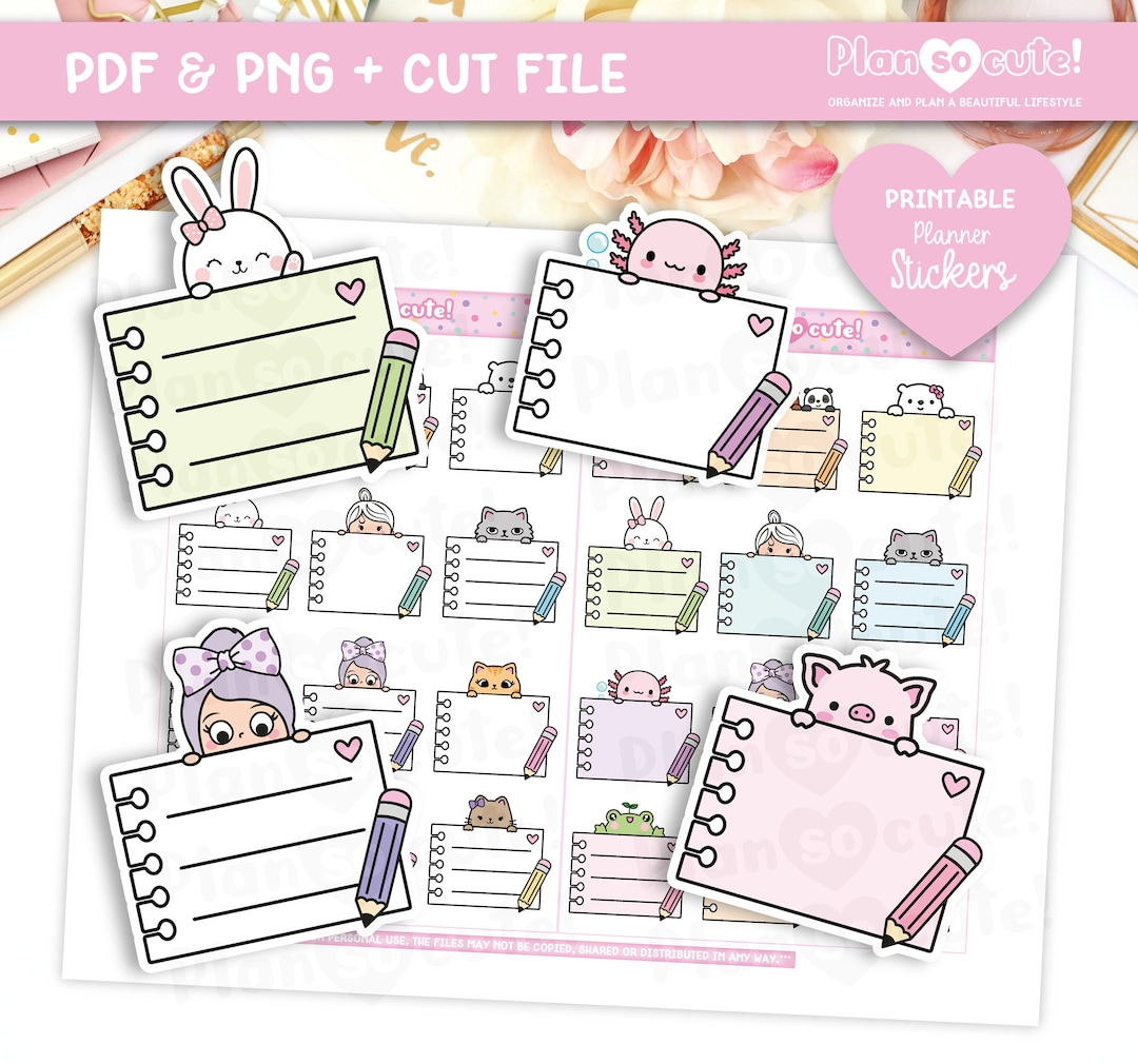 Peek a Boo Notes, Kawaii Stickers, Printable Planner Stickers - Etsy