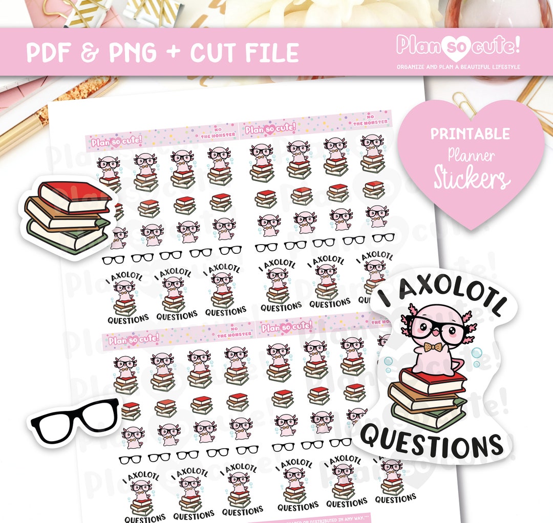 Xo Axolotl Questions, Printable Stickers, Axolotl Stickers - Etsy
