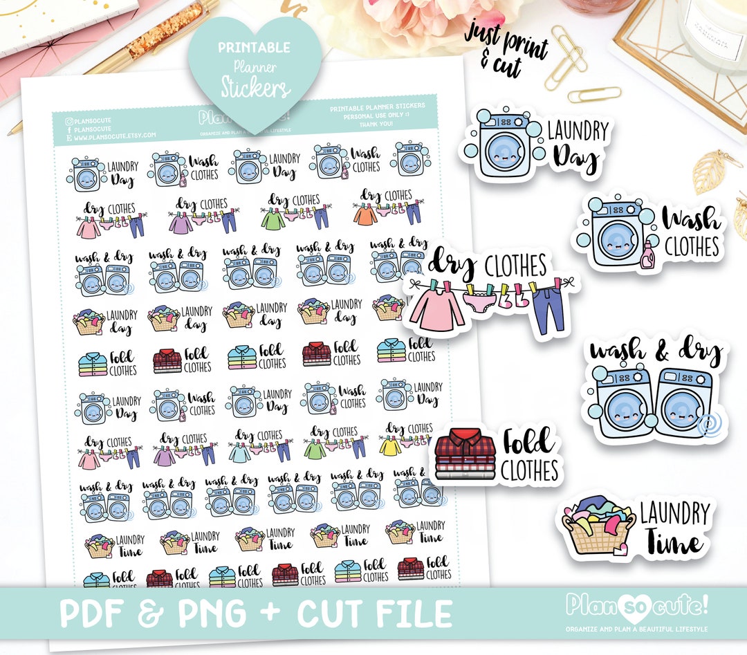 Laundry Time, Laundry Day, Printable Planner Stickers, Erin Condren ...