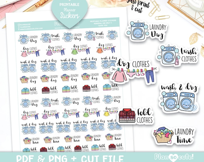 Laundry Time Laundry Day Printable Planner Stickers Cricut - Etsy