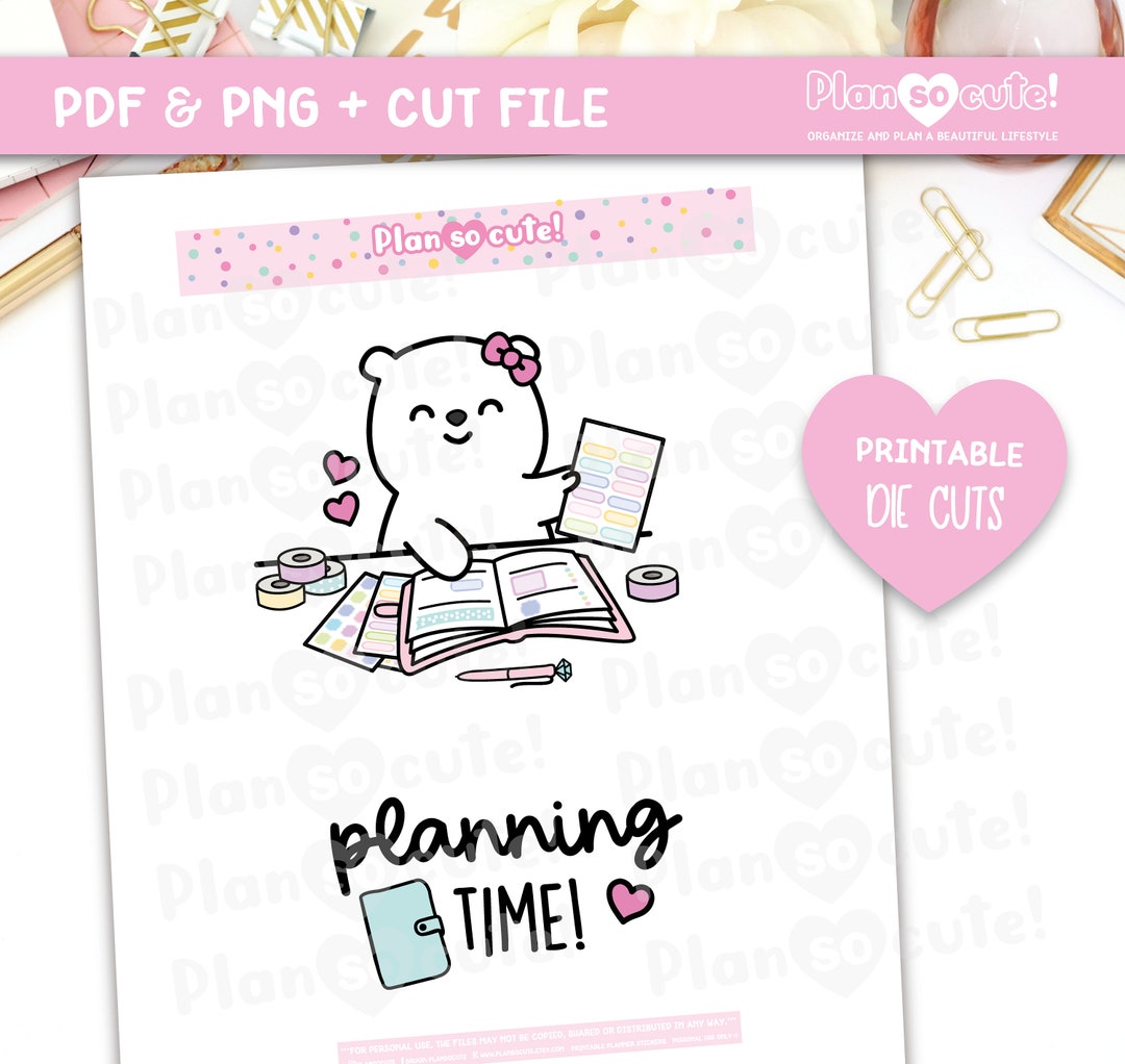 Digital Die Cuts, Planning Time, Planner Girl, Planner Bear. Cricut and ...