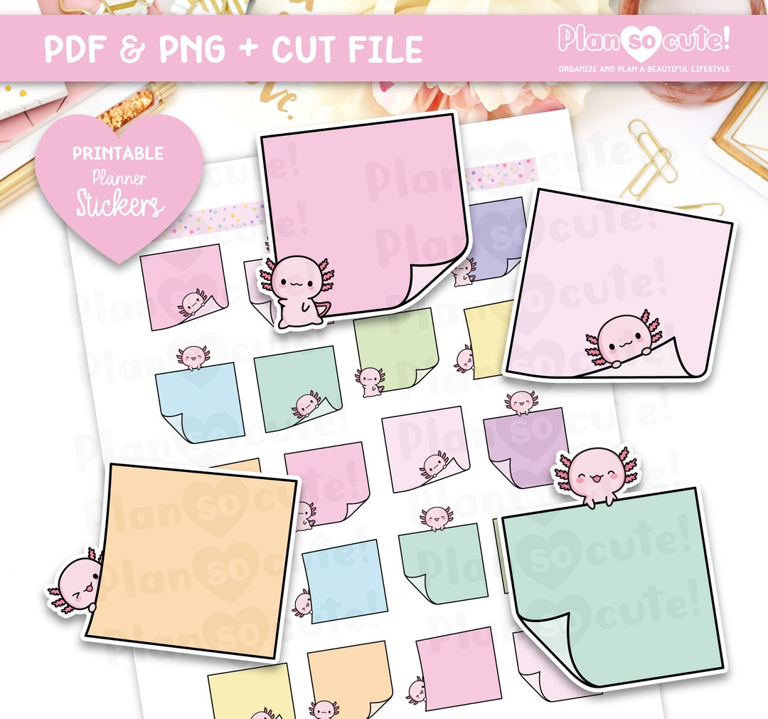 Xo Sticky Notes Printable Stickers, Axolotl Stickers, Printable Planner ...
