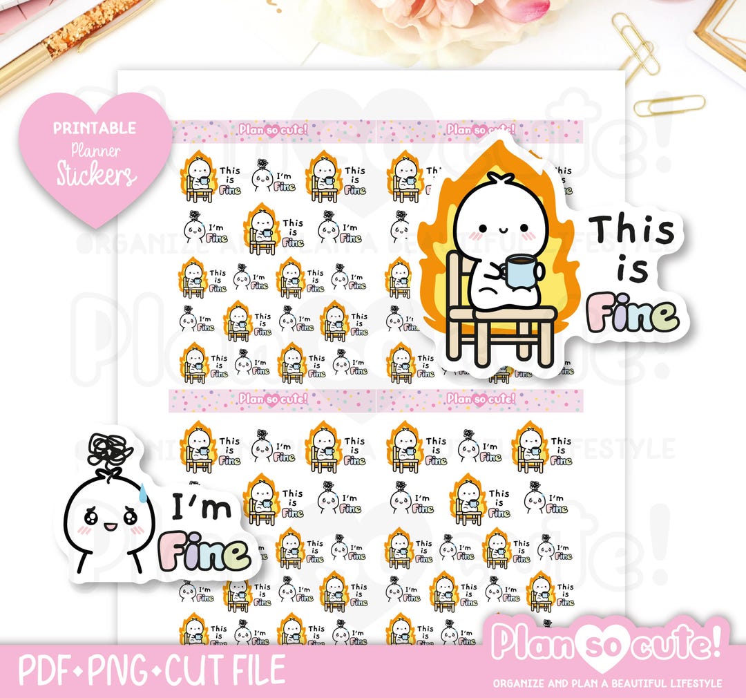 This is Fine Stickers, Tiny Puppet I M Fine, Printable Planner Stickers ...
