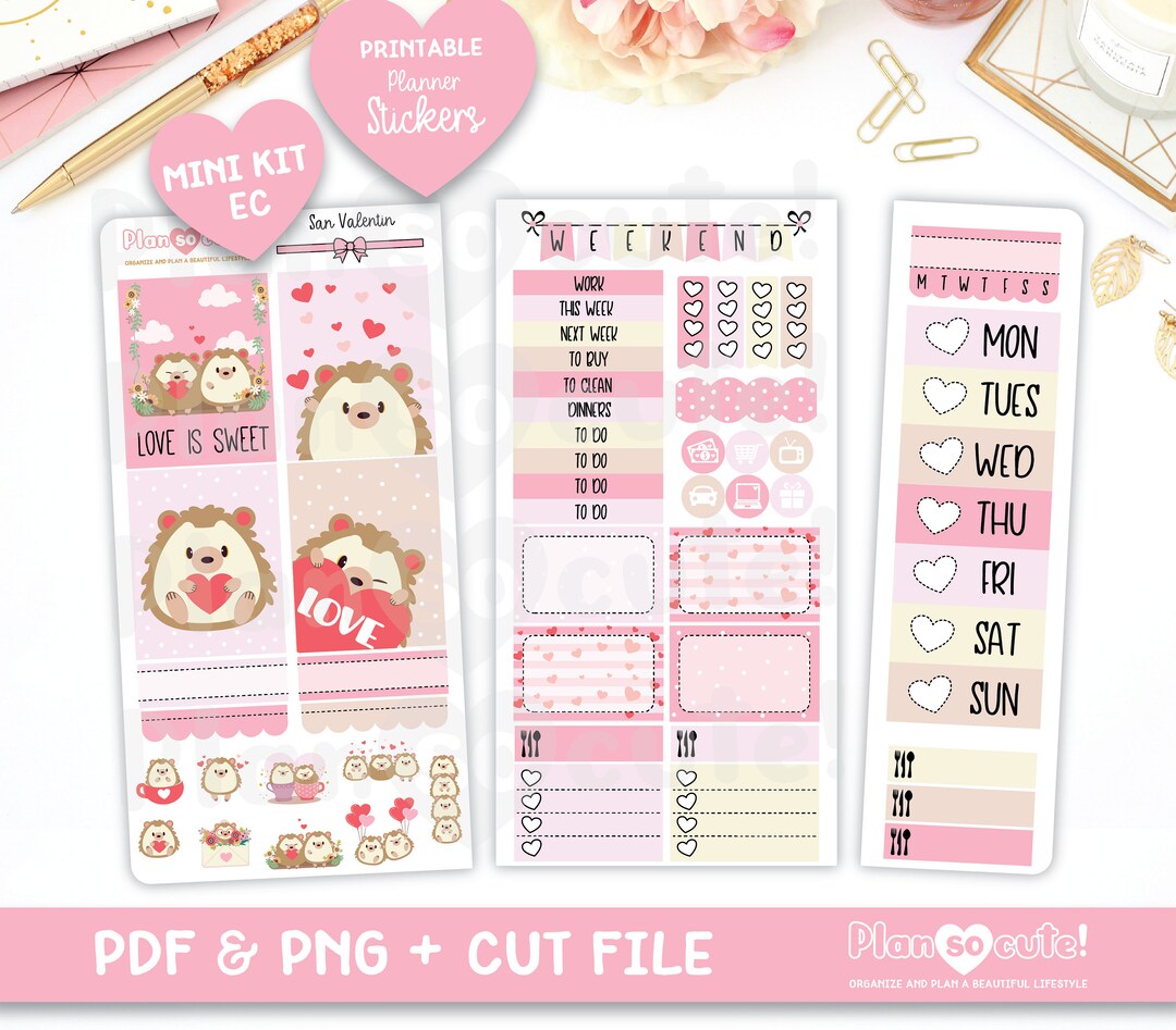 Erin Condren Mini Kit, Printable Planner Stickers, Valentines Sticker ...