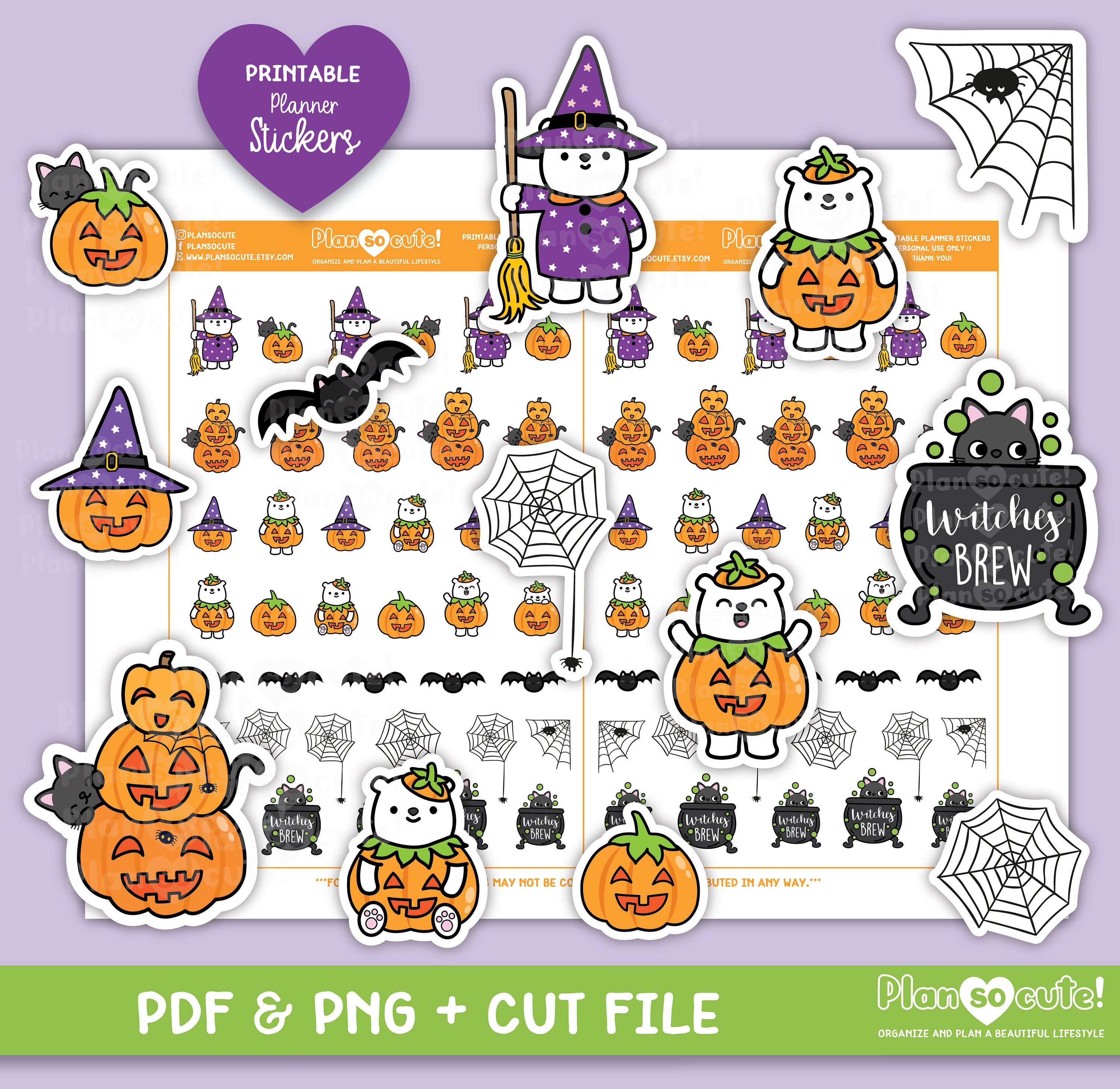 Halloween Printable Planner Stickers Witches Brew Witch | Etsy
