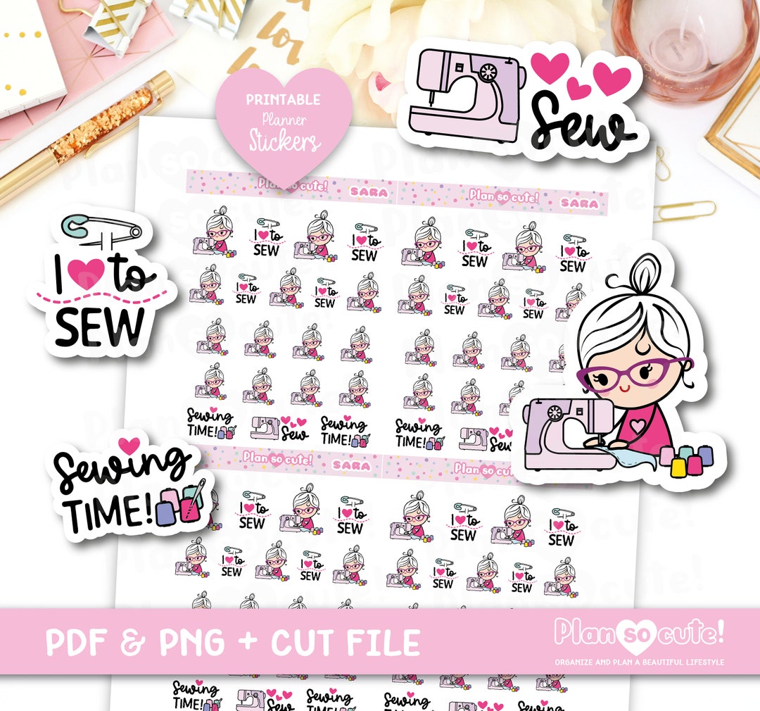 Sara Sewing, Sewing Time, Printable Stickers, Printable Planner ...