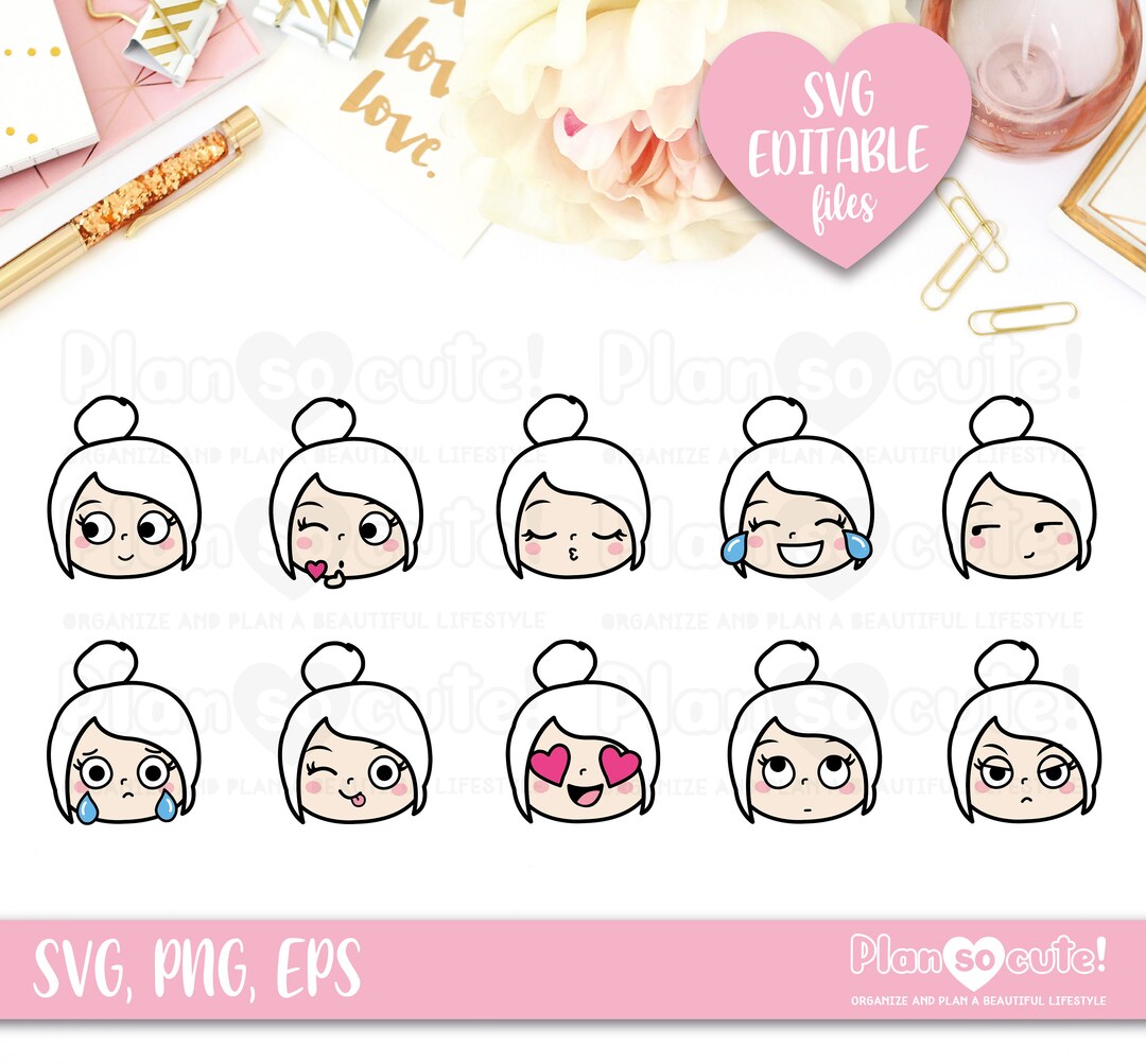 Emoji, Emily Emoji, Editable Files, SVG, EPS, PNG, Commercial Use - Etsy