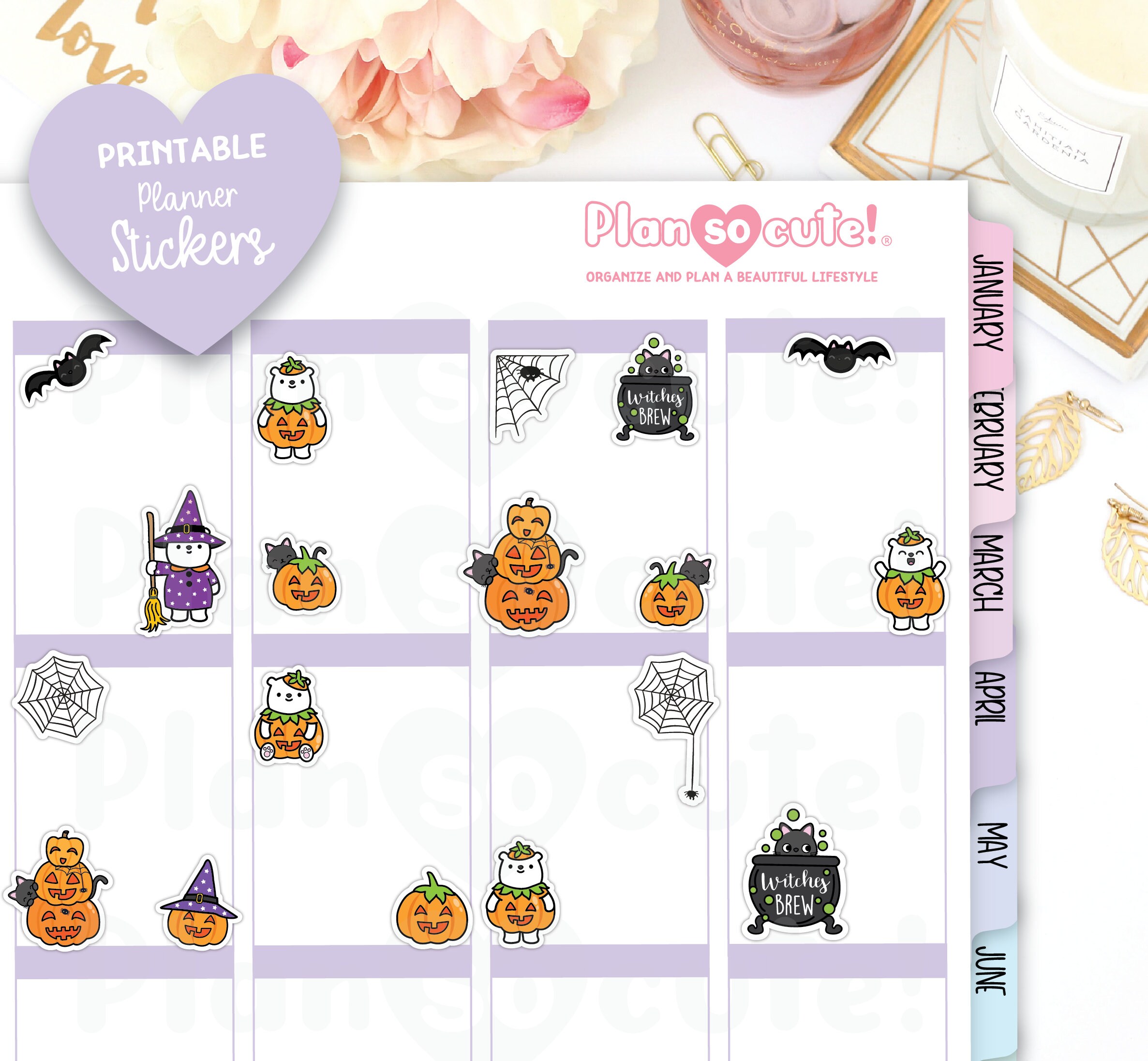 Halloween Printable Planner Stickers Witches Brew Witch | Etsy
