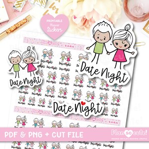 Sara Date Night,date Night, Printable Stickers, Printable Planner ...