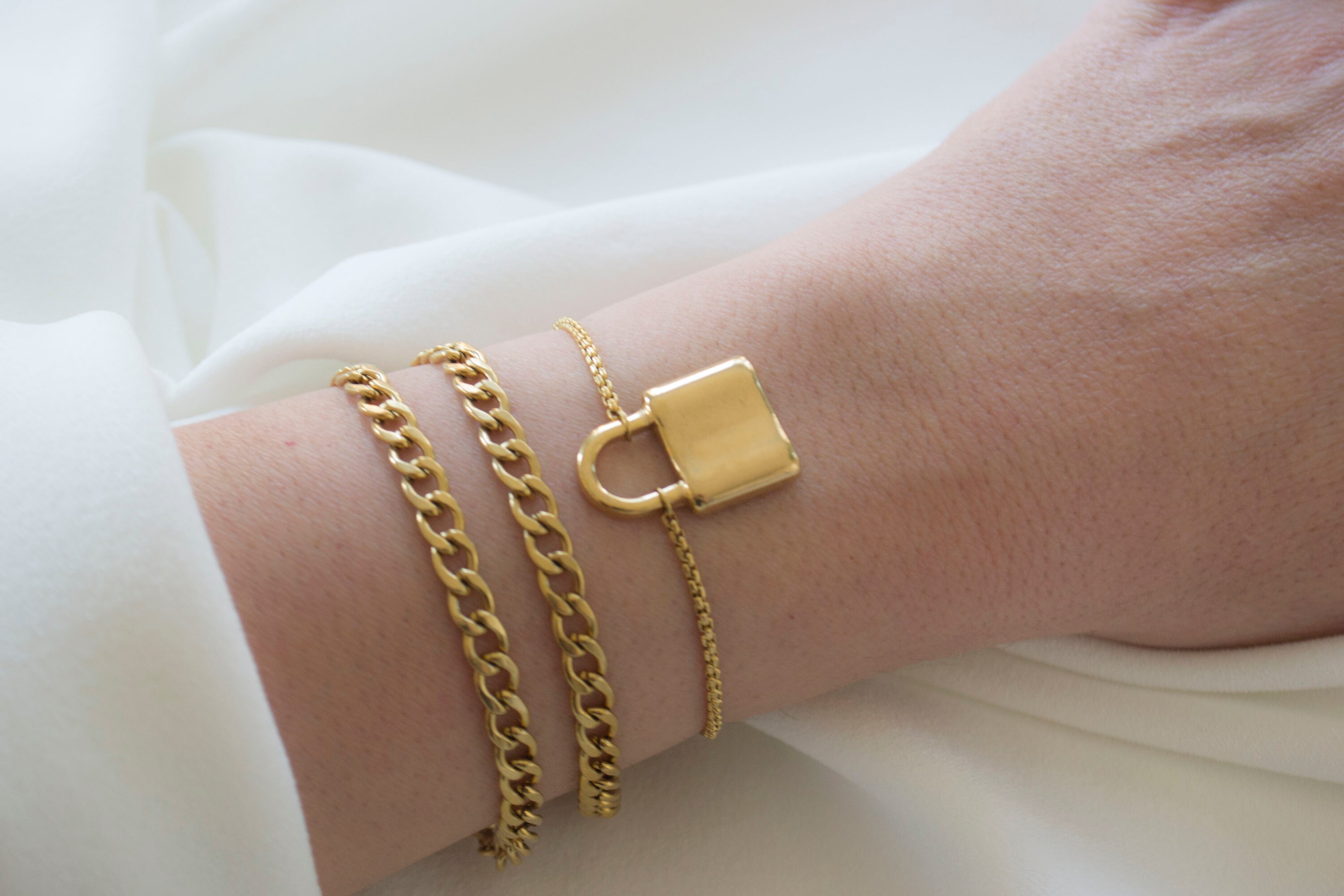 Gold Lock Bracelet / Stacking Bracelet / Lock Bracelet / Gold | Etsy