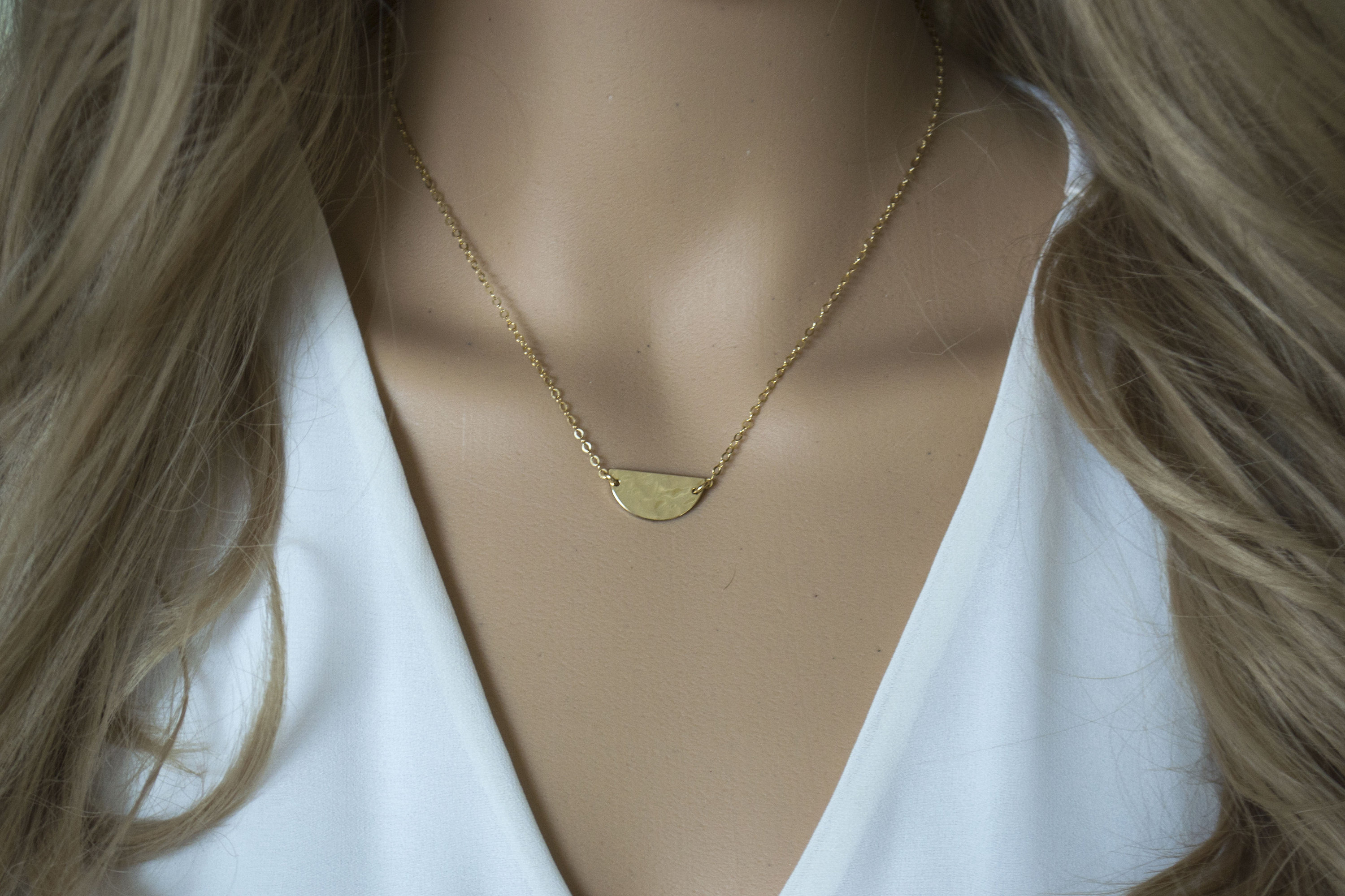 Half Circle Necklace / Gold Half Circle Necklace / Minimalist | Etsy