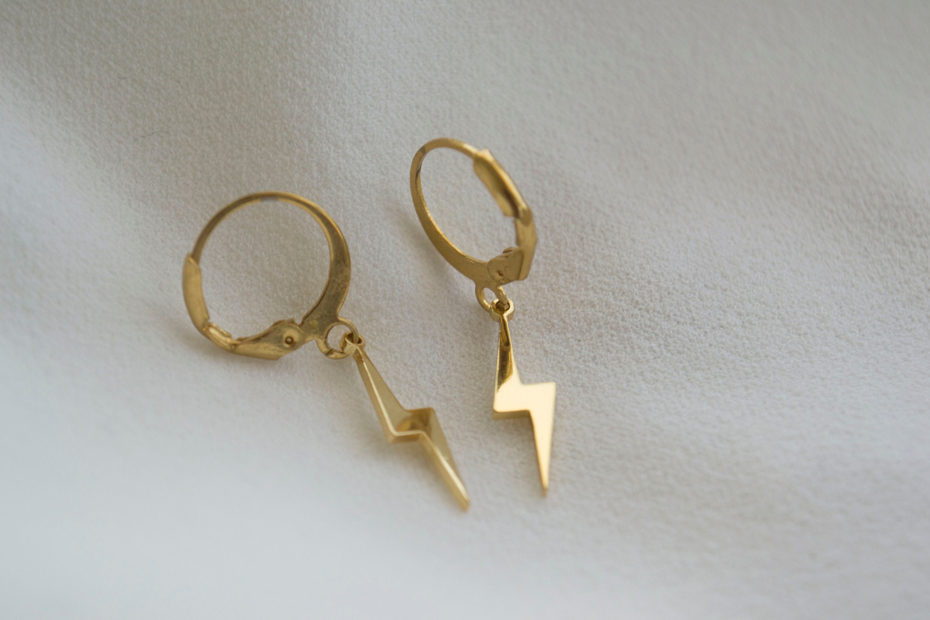 Lightning Bolt Hoop Earrings / Lightning Bolt Earrings / Hoop - Etsy