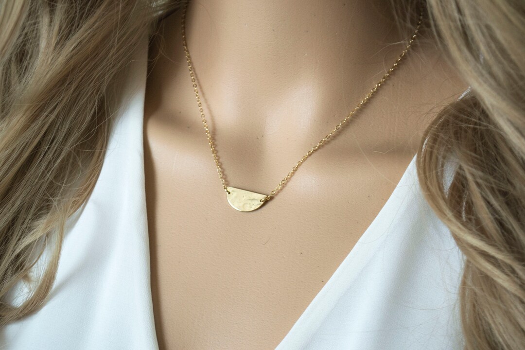 Half Circle Necklace / Gold Half Circle Necklace / Minimalist Layering ...