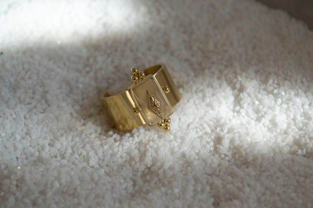 Gold Rectangle Ring / Stacking Ring / Geometric Ring / Gold Ring ...