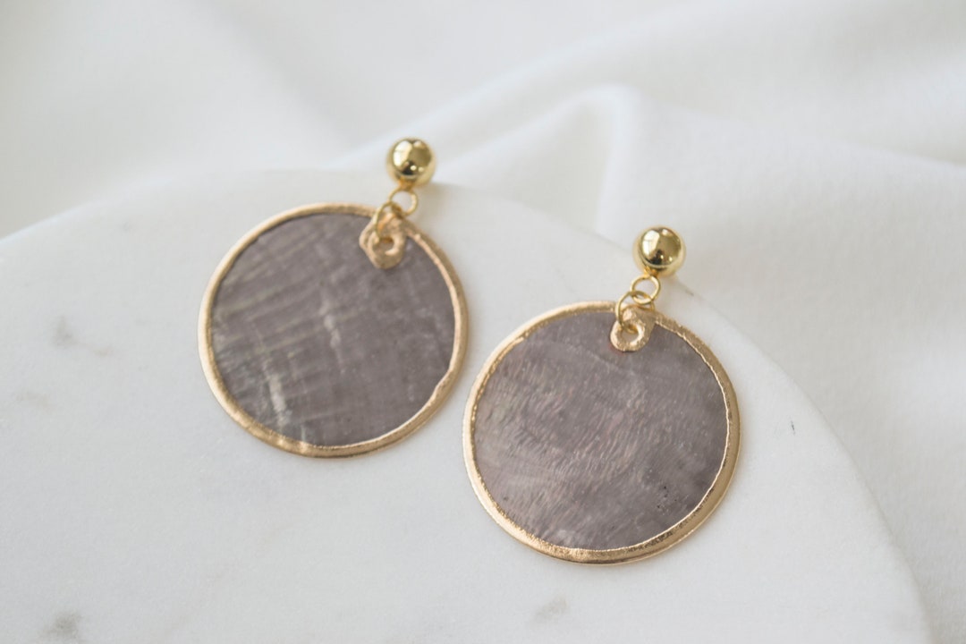 Capiz Shell Earrings / Shell Earrings / Dangle Earrings / Gold Earrings ...