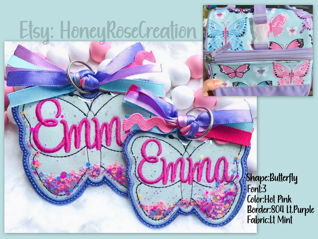Butterfly Bag Tag | Personalized Fabric Name Shaker | Back to School ...