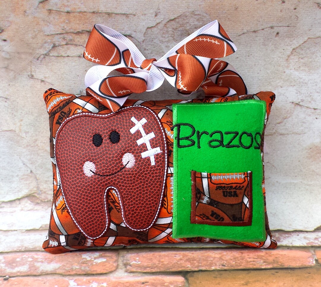 Football Tooth Fairy Pillow | Personalized Boys Sports Birthday Gift ...