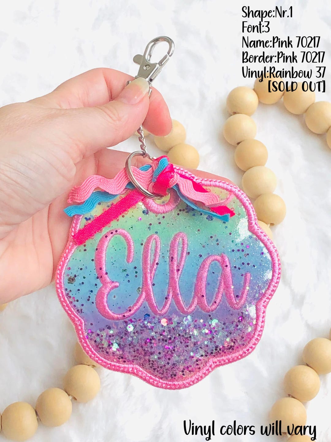 Personalize Fabric Bag Tag, Embroidered Glitter Name Shaker, Name Tag ...