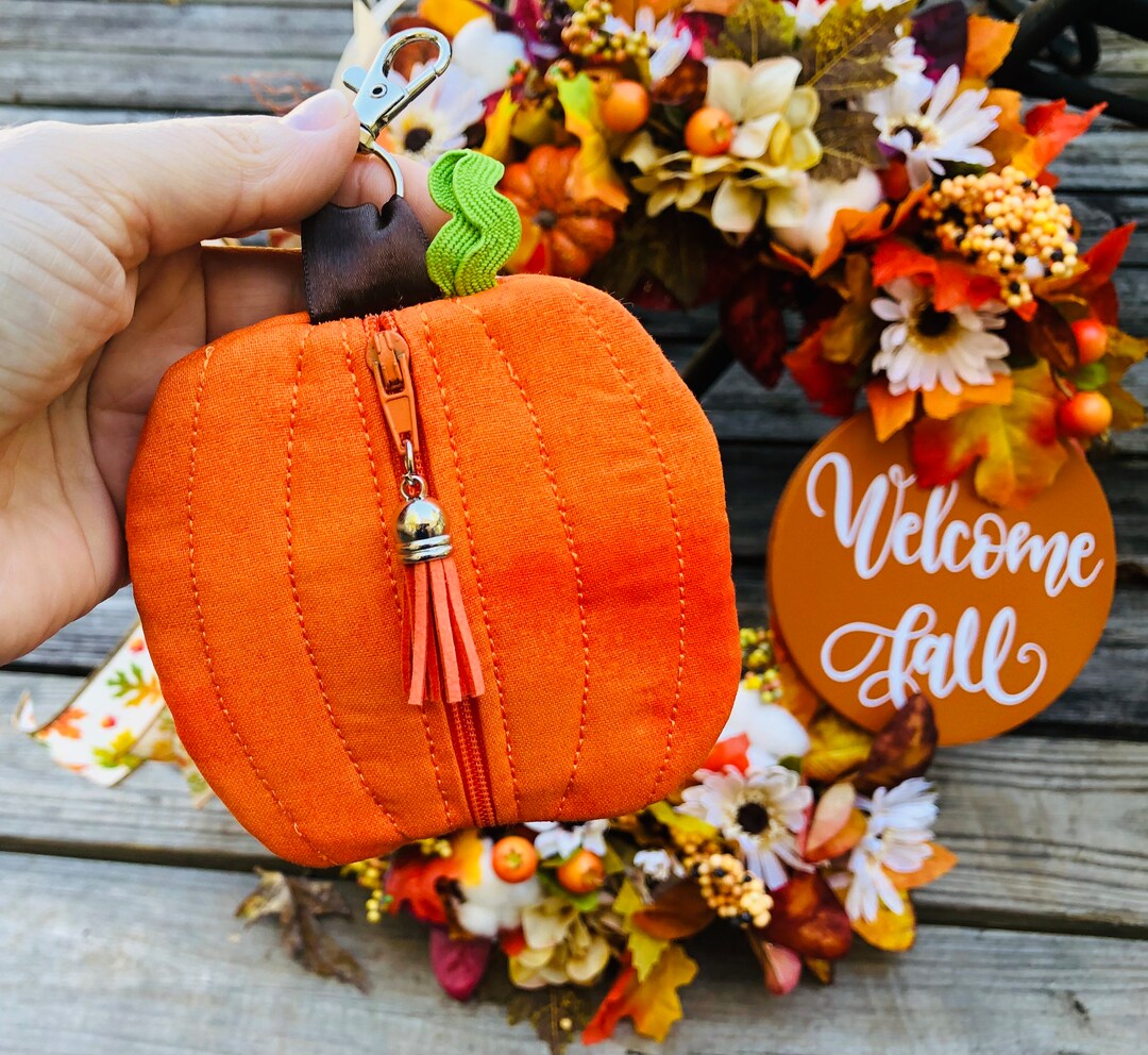 Pumpkin Coin Pouch, Halloween Zippered Bag, Chopstick Bag,key Chain ...