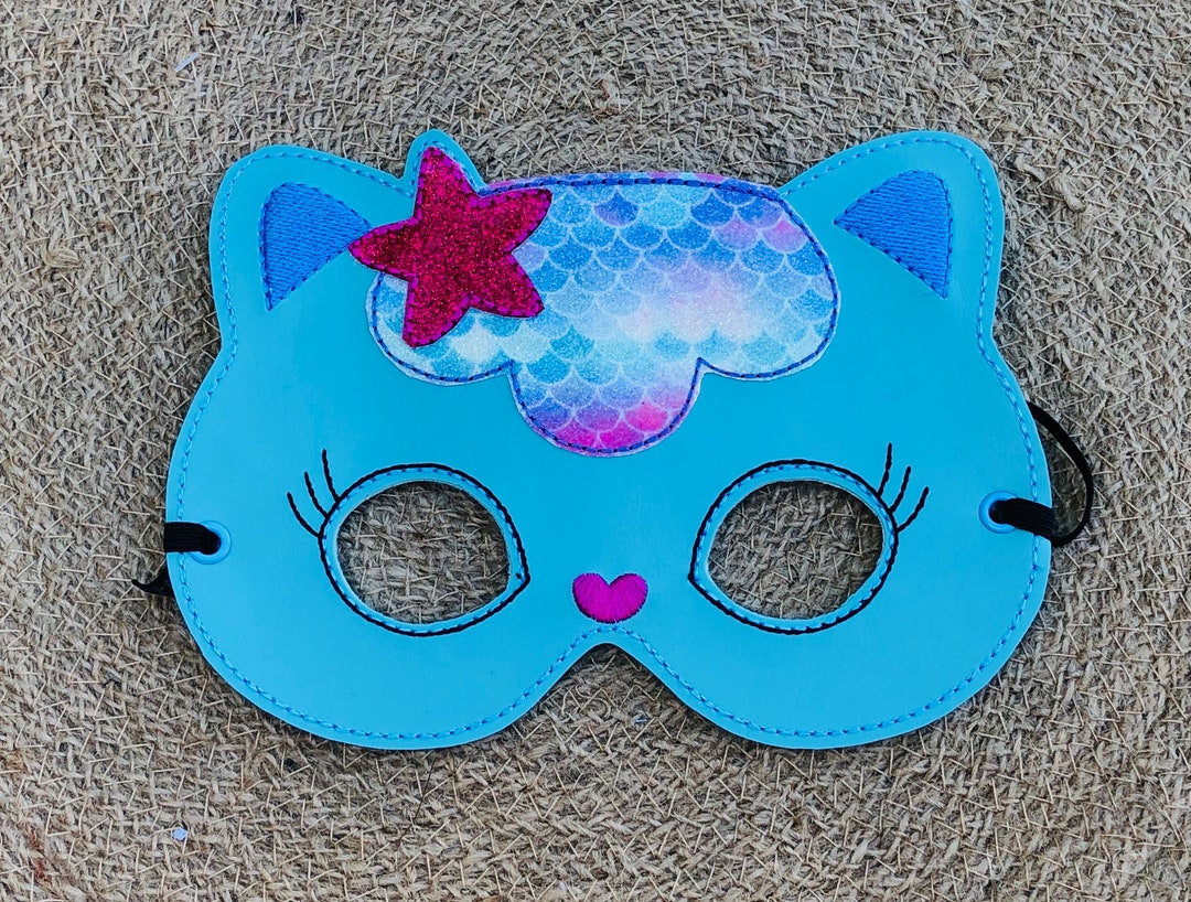 Mer Cat Mask, Halloween Mask, Embroidered Mask,birthday Party Mask,size ...