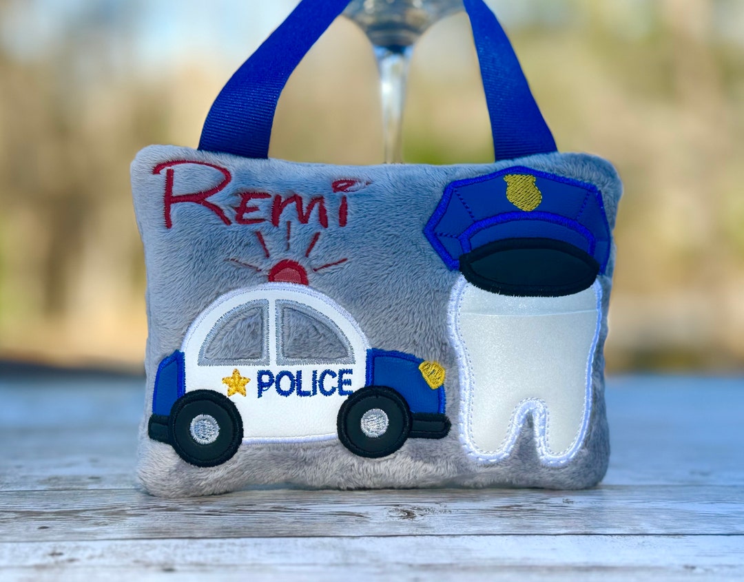 NR.418 Police Tooth Fairy Pillow, Police Car, Embroidered Pillow ...