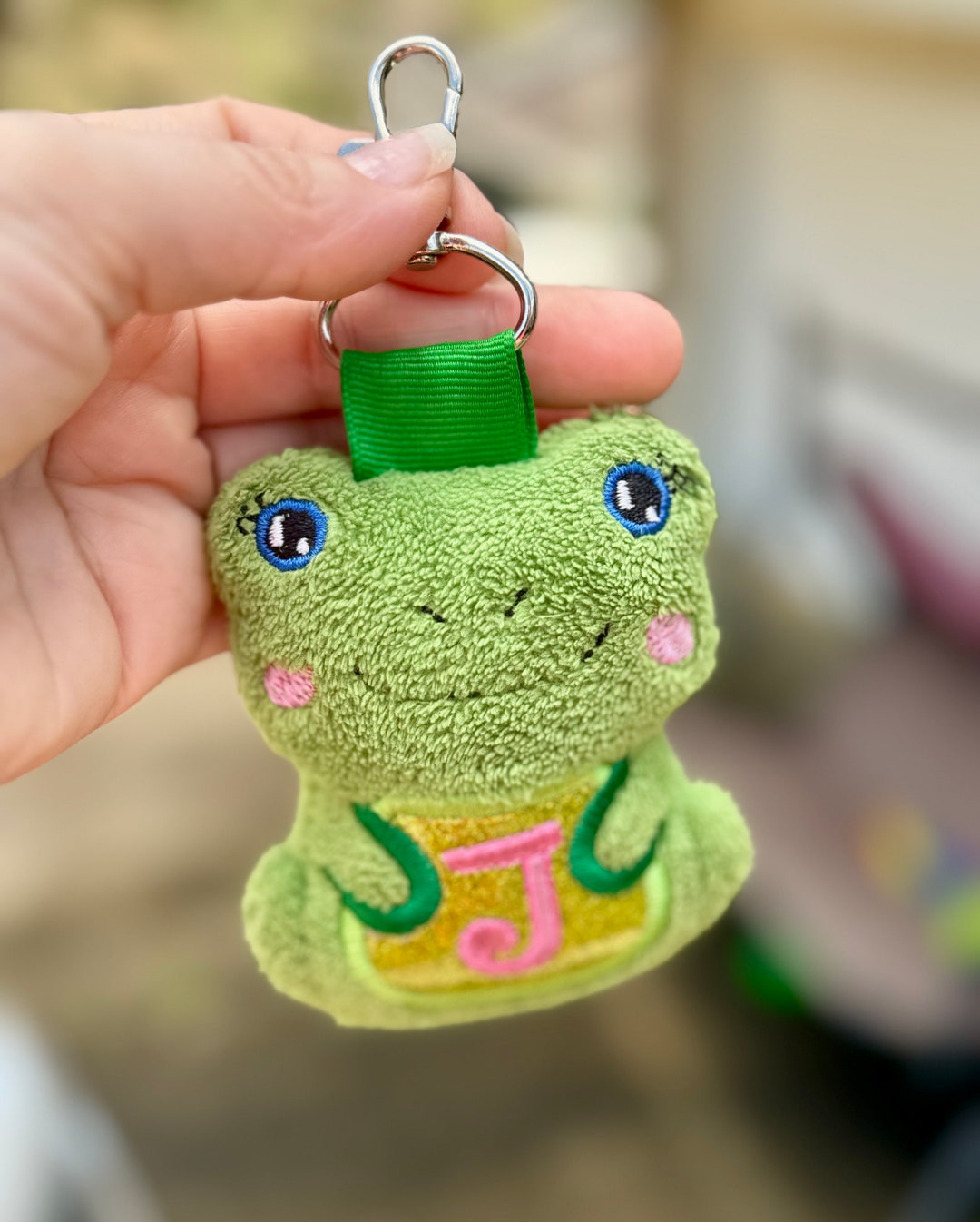 Frog Key Chain, BagTag Personalized Frog Key chain, Embroidered frog ...