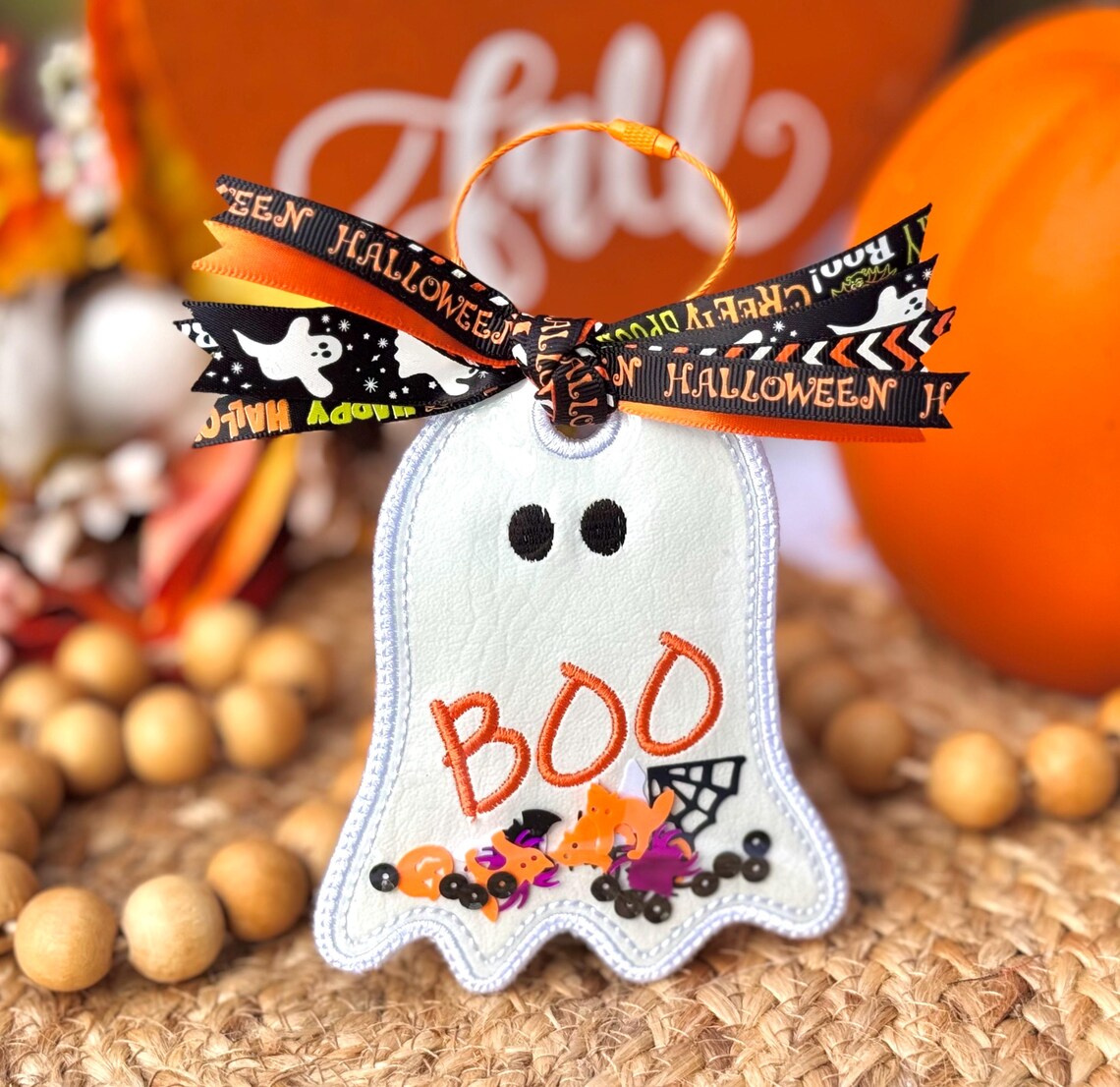Ghost Halloween Bag Tag, Embroidered Name Shaker, Trick or Treat, - Etsy