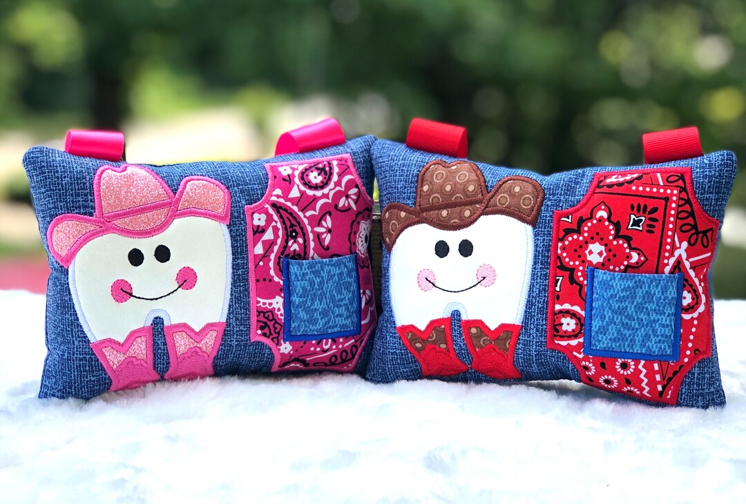 Cowboy Tooth Fairy Pillow, Personalized Pillow, Embroidered Tooth ...