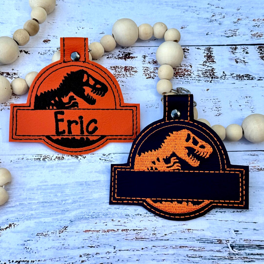 T-rex Dinosaur Name Tag, Personalized Dinosaur Key Chain, Dino Tag ...