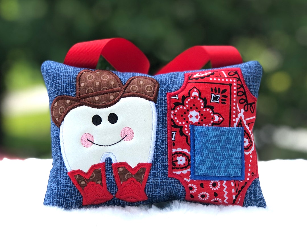 Cowboy Tooth Fairy Pillow, Personalized Pillow, Embroidered Tooth ...