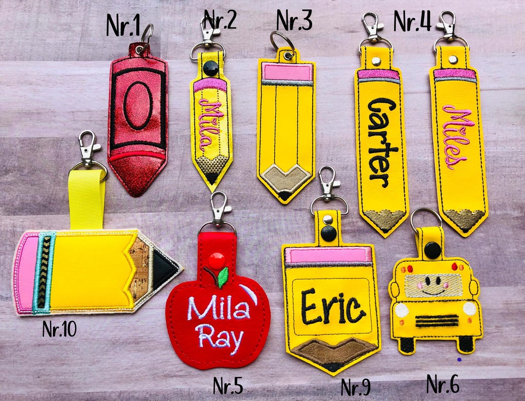 Personalized Pencil Key Chain, Name Tag, Backpack, Back to School ...