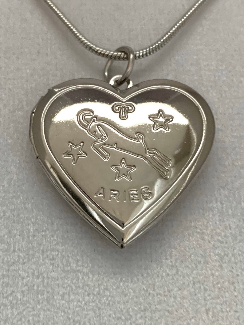 Zodiac Locket Pendant, Zodiac Necklace, 1 1/8 X 1 1/8” Silver Rhodium ...
