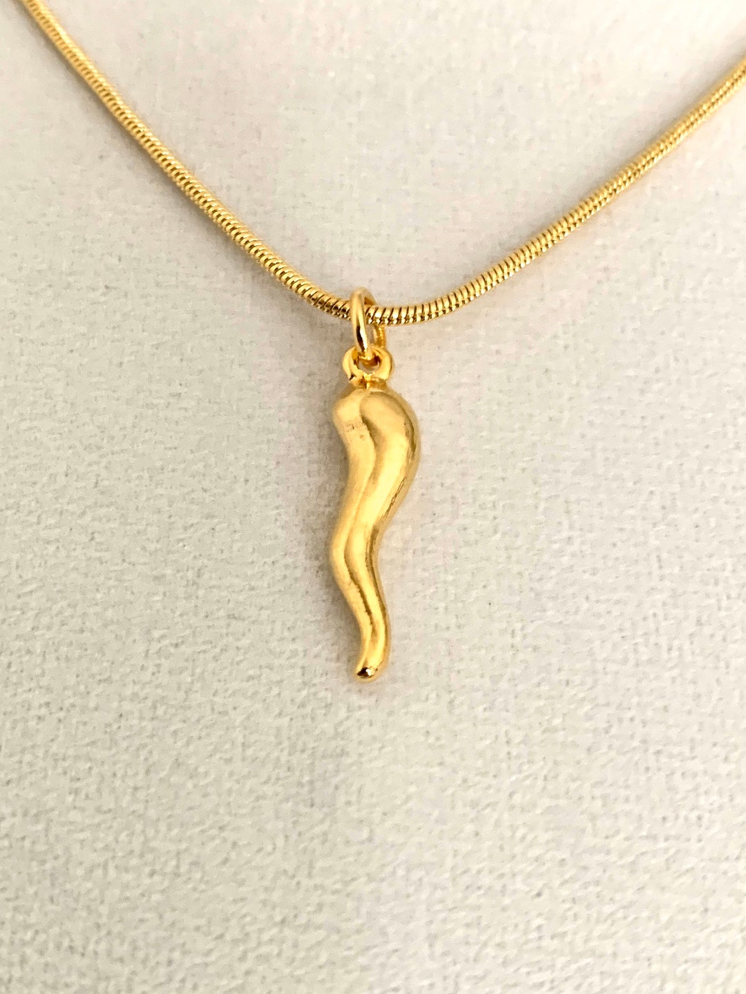 Italian Horn Necklace, Italian Cornicello, Italian Amulet, 1 Long 14k ...