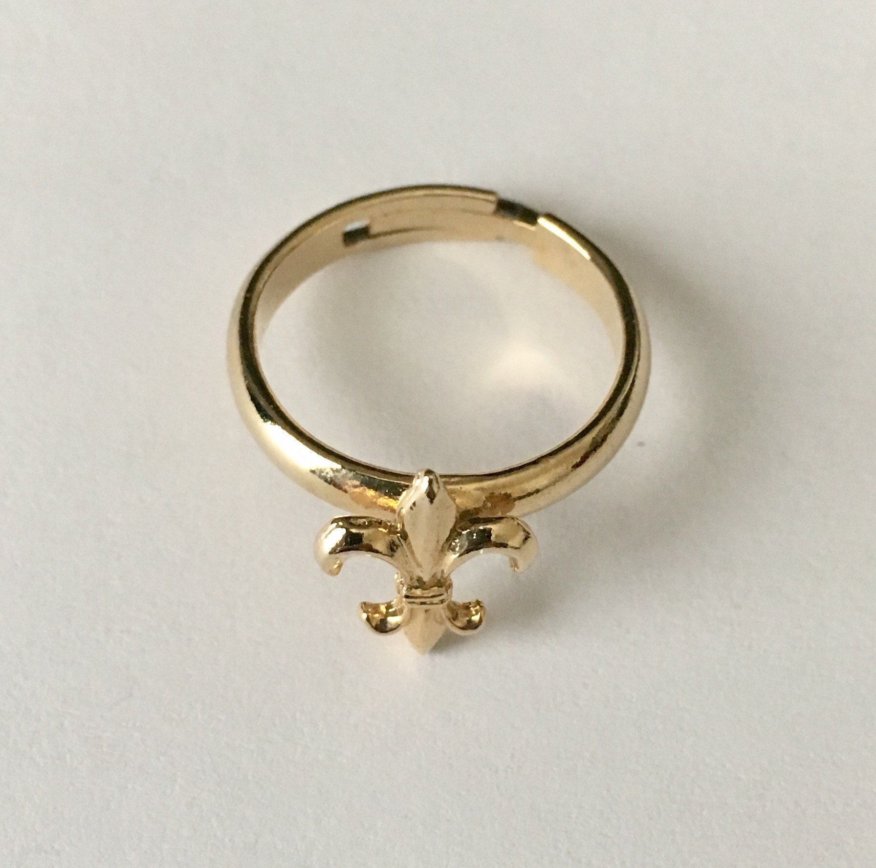 Fleur De Lis Ring, Fleur De Lys Ring, Lily Flower Ring, Vintage Adjustable Gold Plated Ring ...