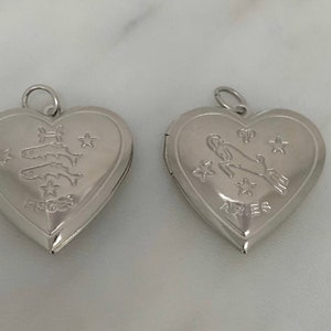 Zodiac Locket Pendant, Zodiac Necklace, 1 1/8 X 1 1/8” Silver Rhodium ...