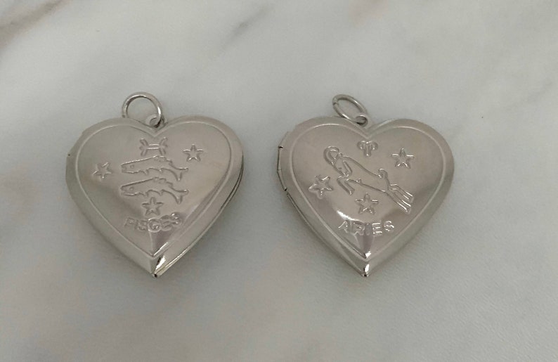 Zodiac Locket Pendant, Zodiac Necklace, 1 1/8 X 1 1/8” Silver Rhodium ...