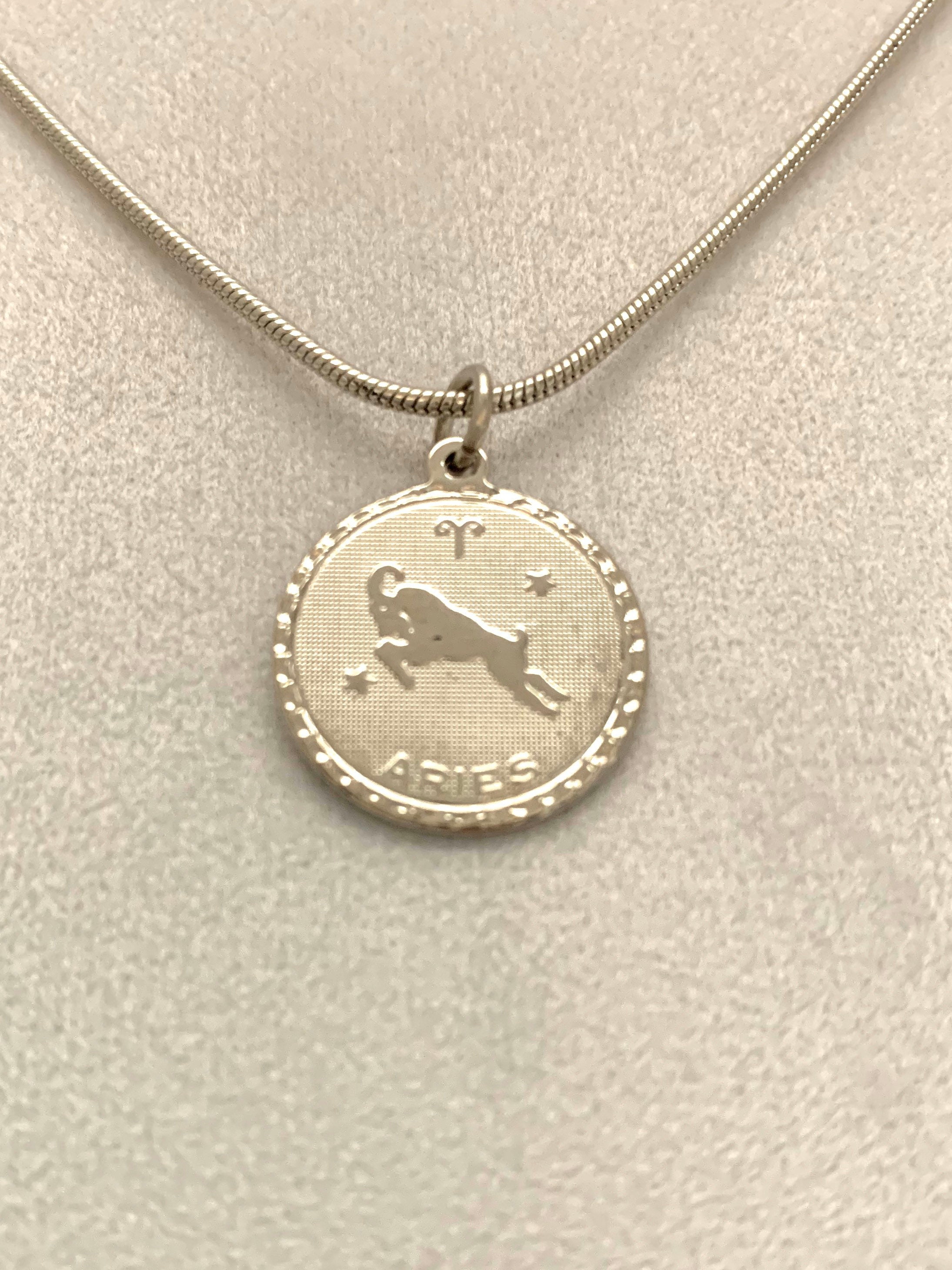 Zodiac pendant zodiac necklace new 3/4 silver rhodium | Etsy