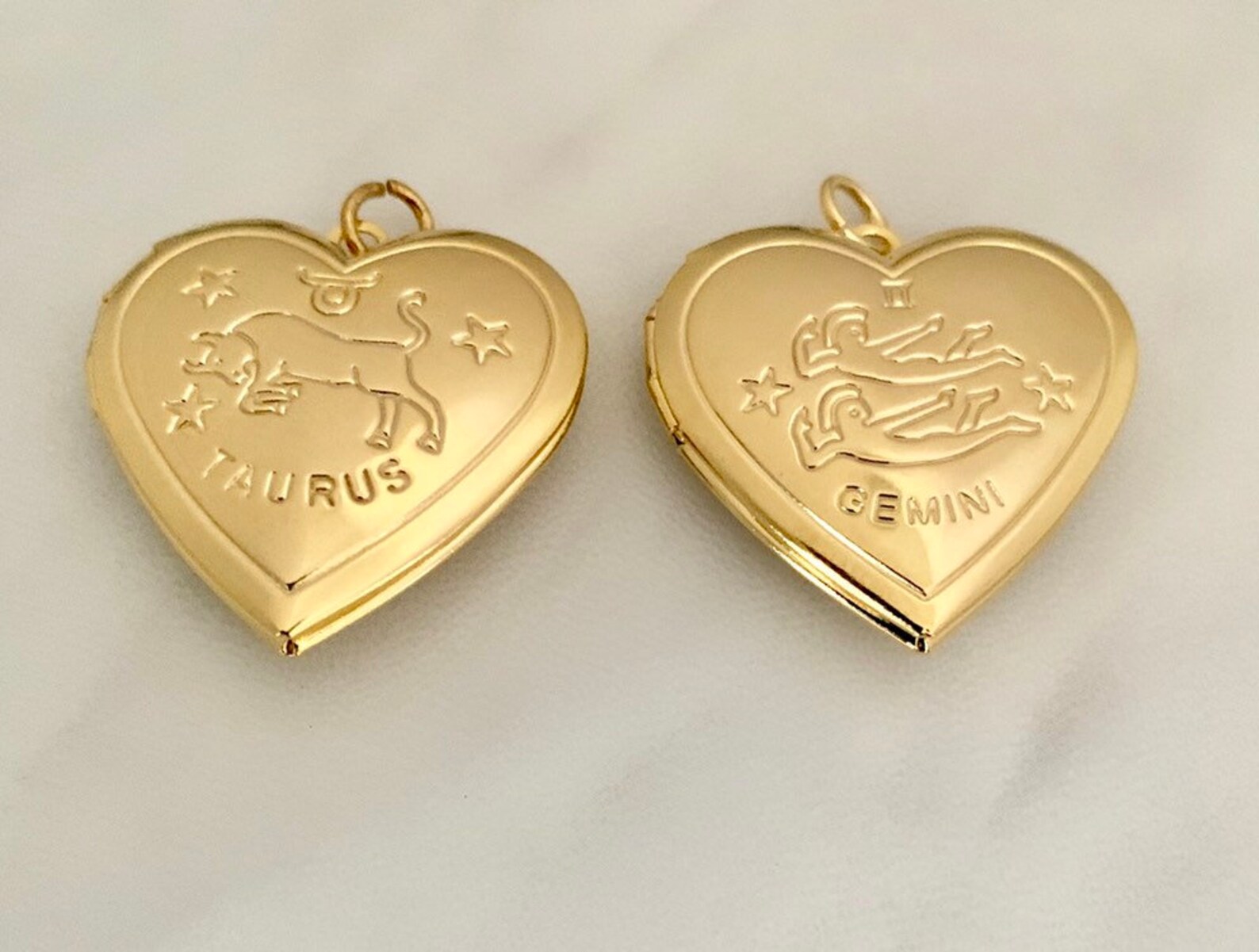 Zodiac Locket Pendant, Zodiac Necklace, 1 1/8 X 1 1/8” Gold Plated ...