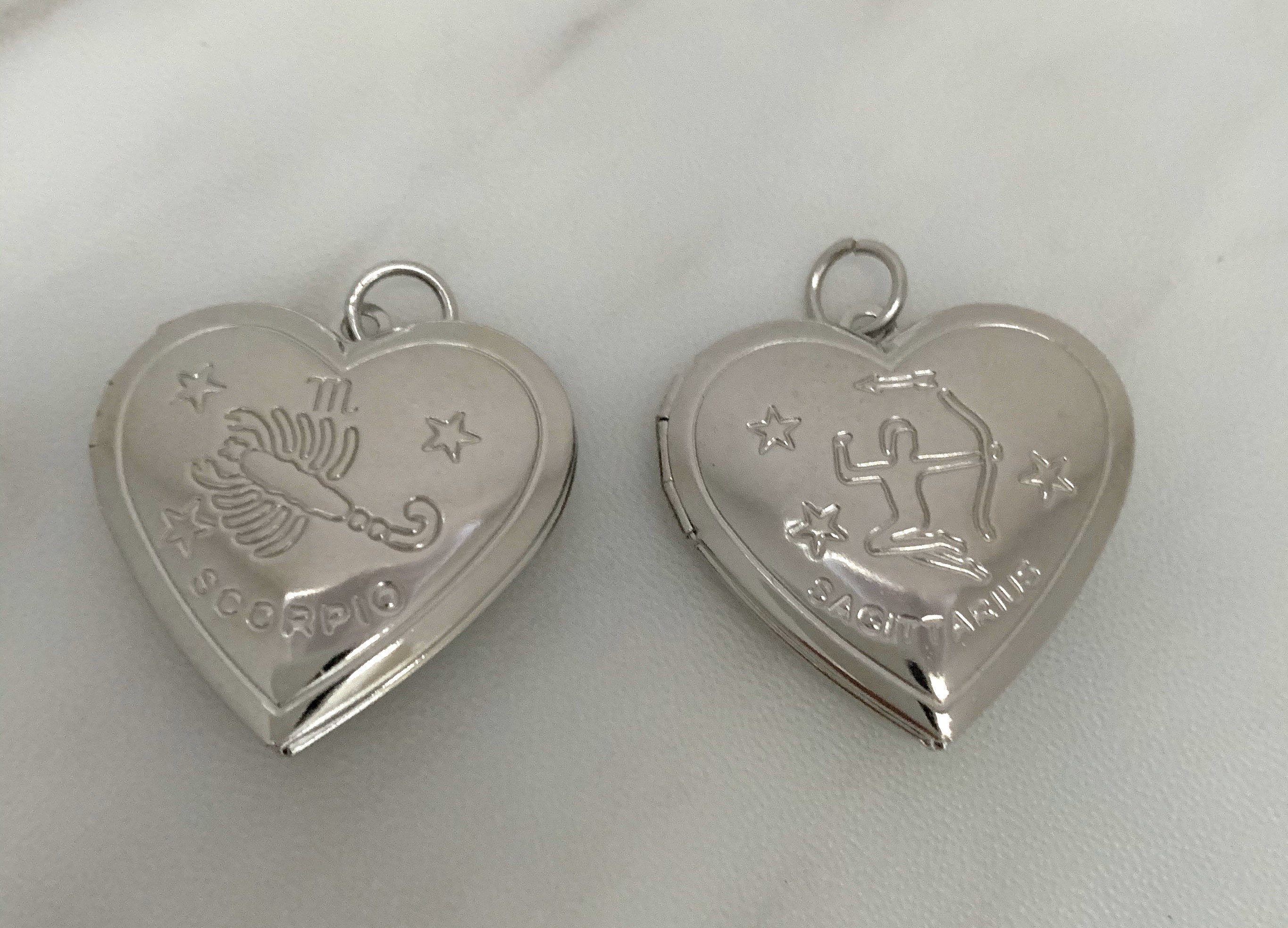 Zodiac Locket Pendant, Zodiac Necklace, 1 1/8 X 1 1/8” Silver Rhodium ...