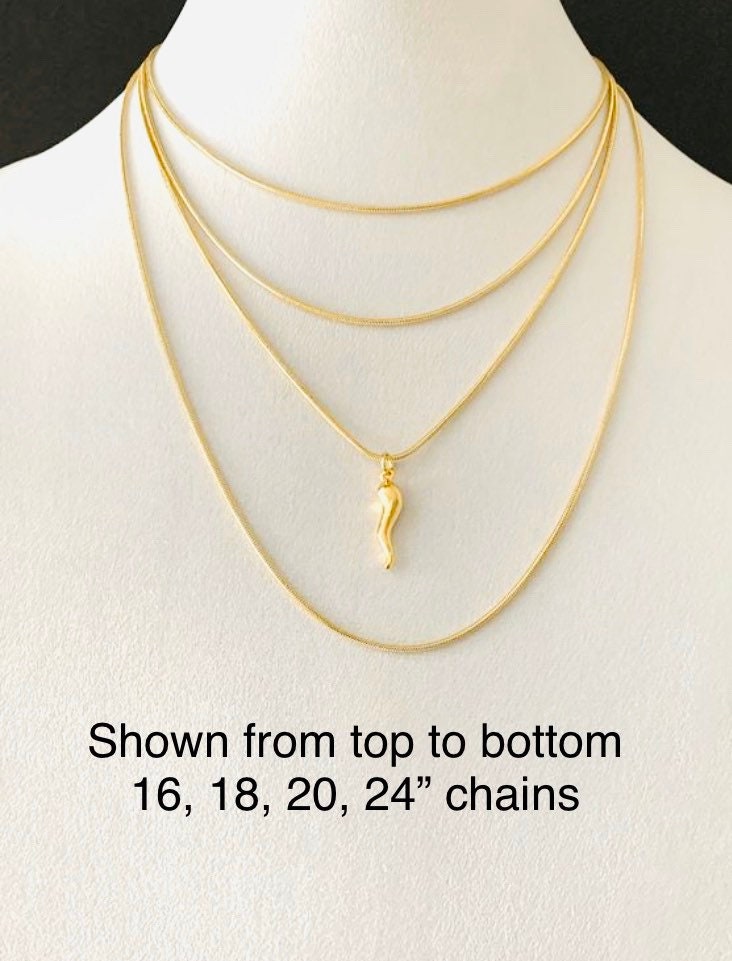 Italian Horn Necklace, Italian Cornicello, Italian Amulet, 1" Long 14k ...