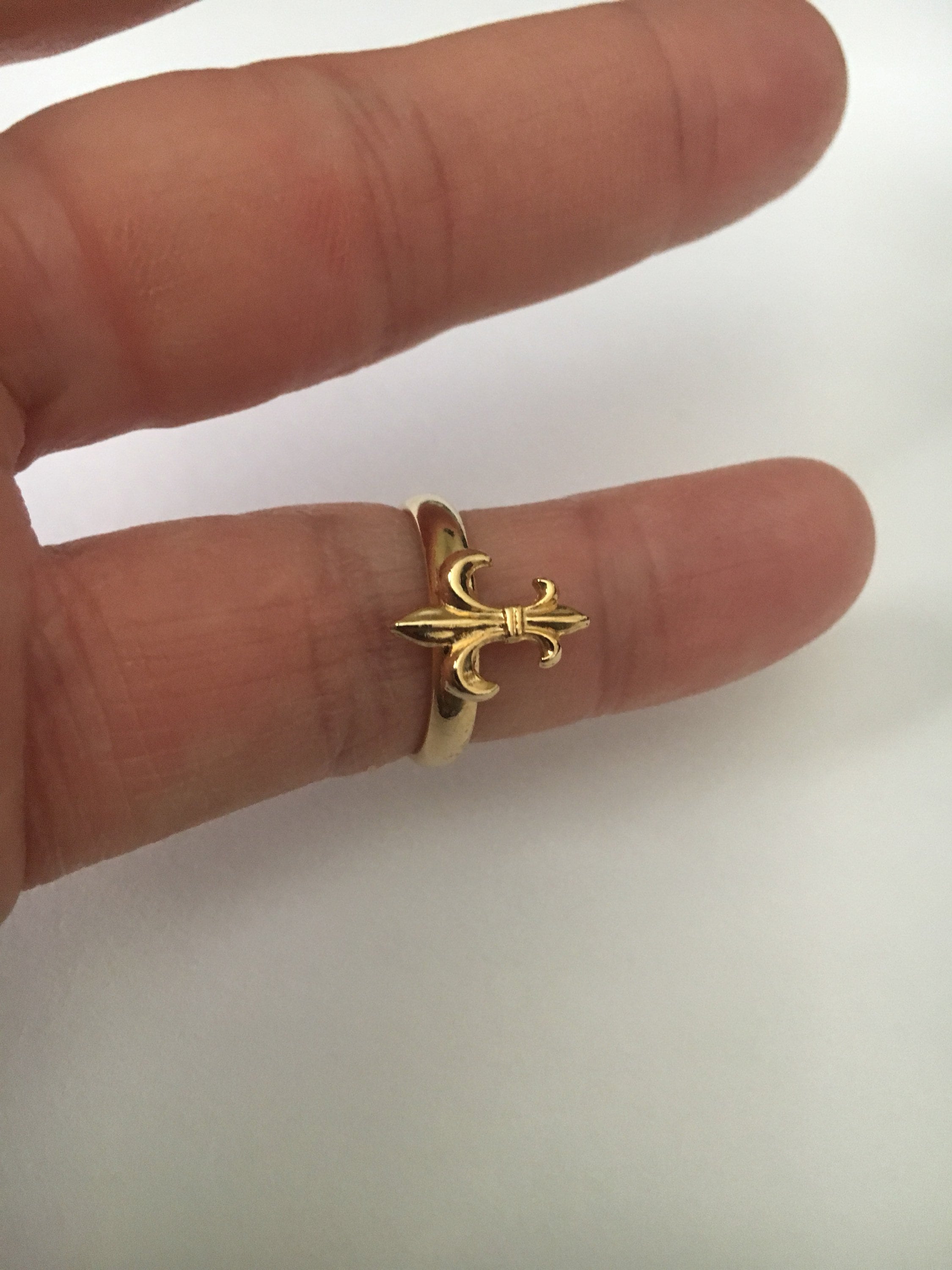 Fleur De Lis Ring, Fleur De Lys Ring, Lily Flower Ring, Vintage Adjustable Gold Plated Ring ...