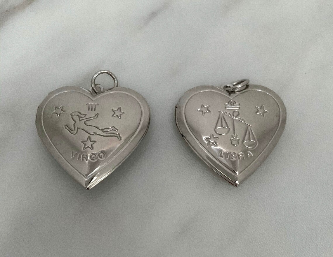 Zodiac Locket Pendant, Zodiac Necklace, 1 1/8 X 1 1/8” Silver Rhodium ...